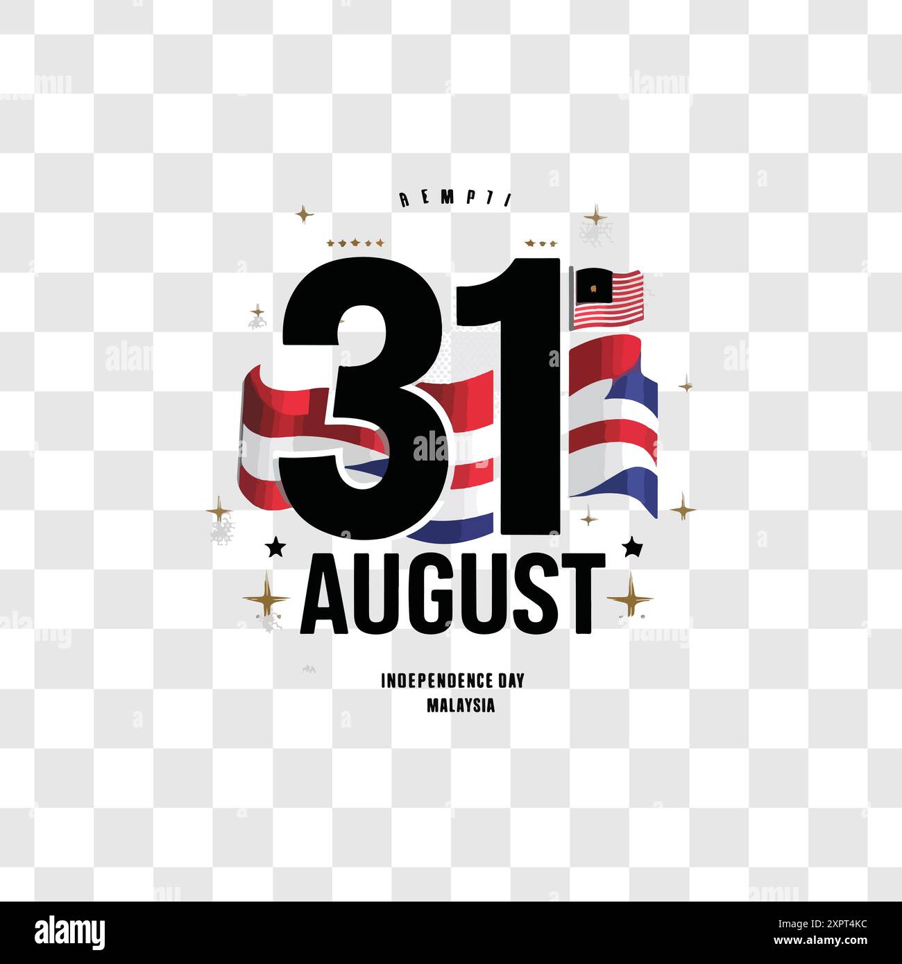 31 August - Malaysia Independence Day illustration. Modern abstract art ...