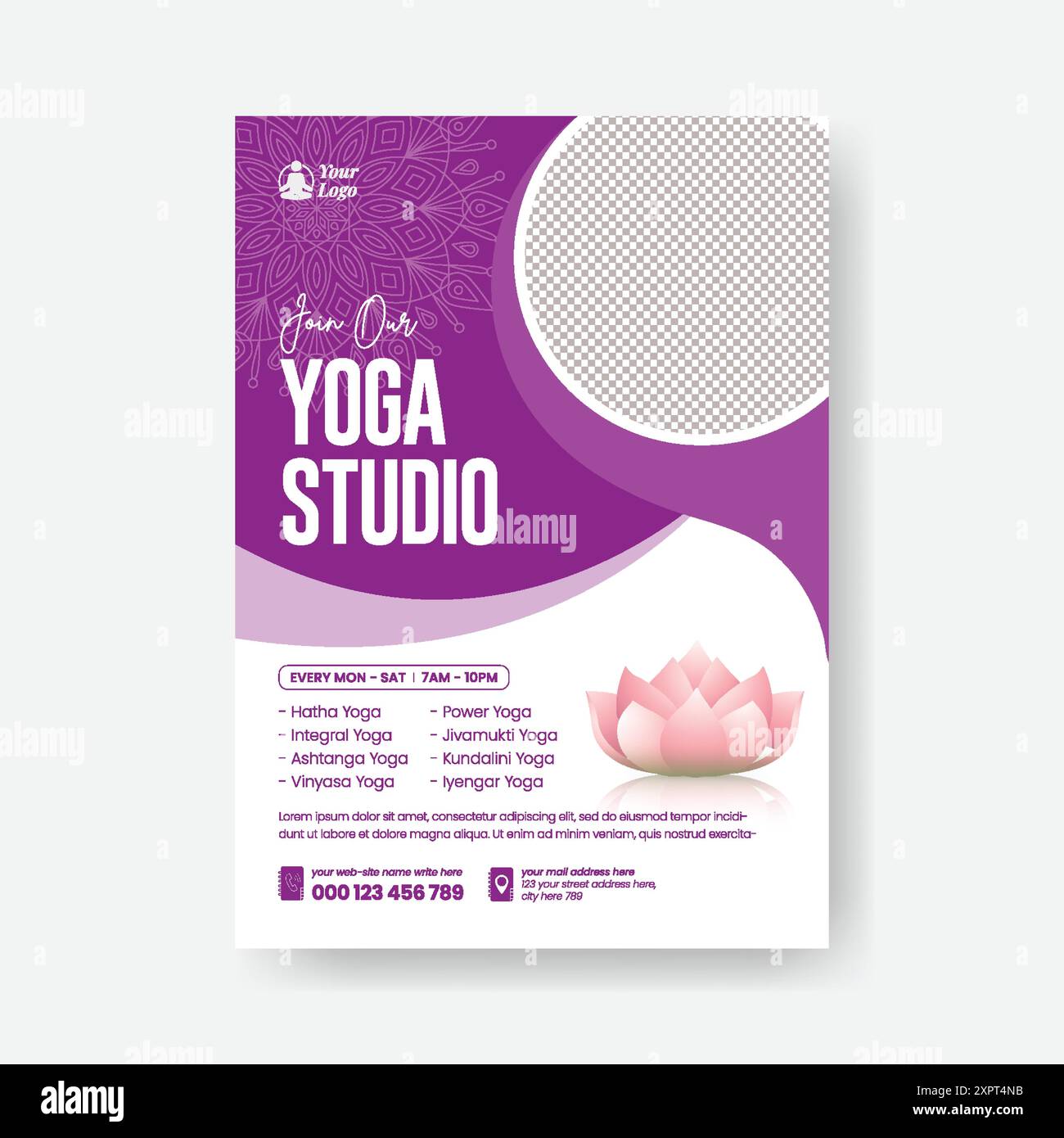 Modern yoga flyer, meditation flyer template design Stock Vector Image ...