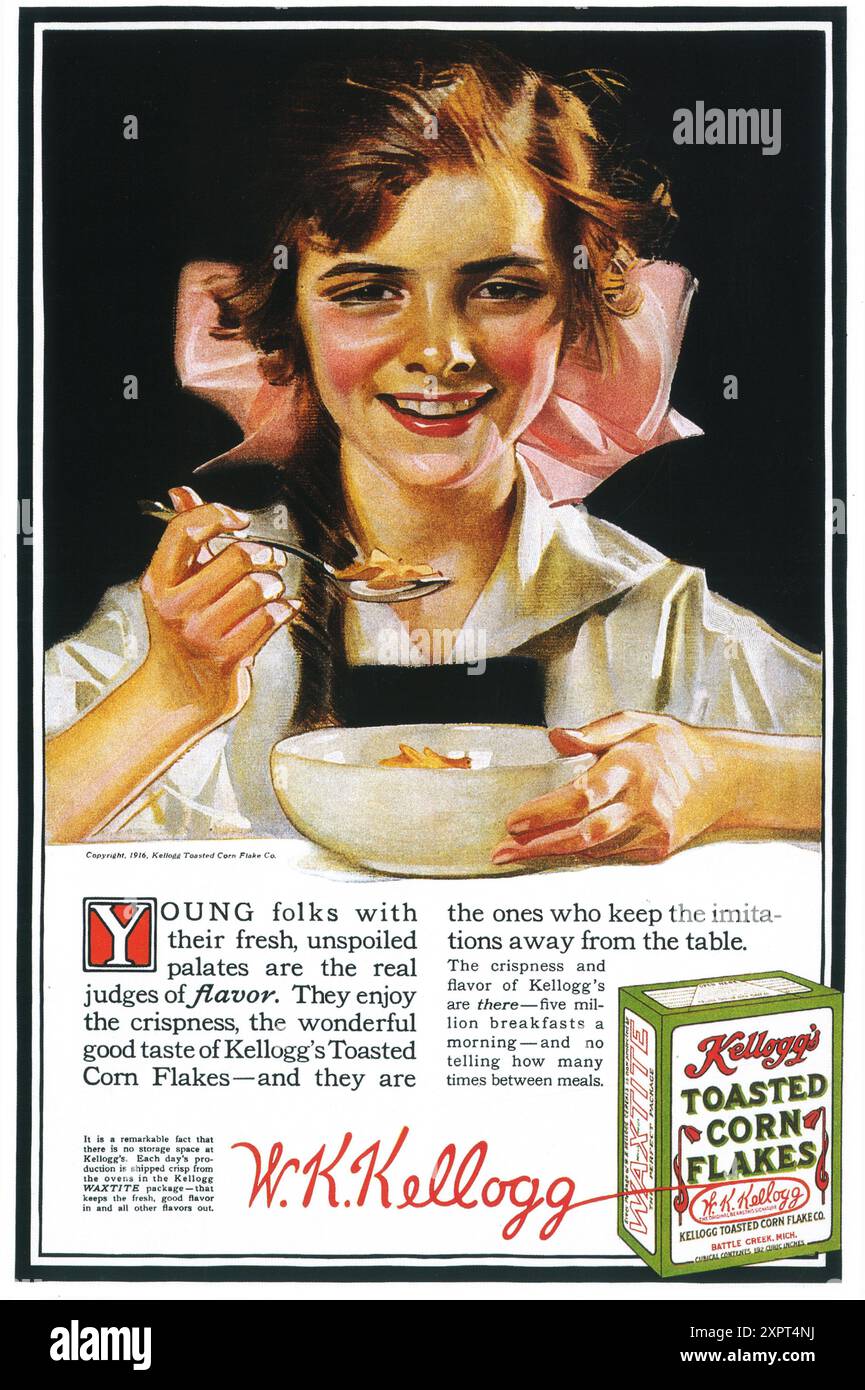 1916 Kellog's Toasted Corn Flakes Ad with J. C. Leyendecker art Stock ...