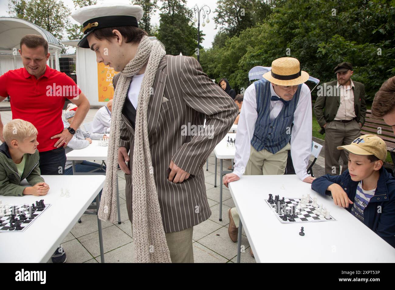 Moscow, Russia. 3rd of August, 2024. A chess player in the image of ...