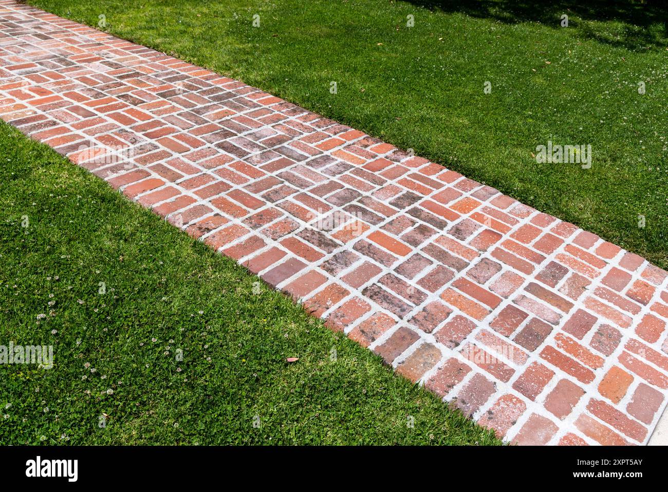 Texture and detail of a brick footpath. Wallpaper or stone backdrop ...
