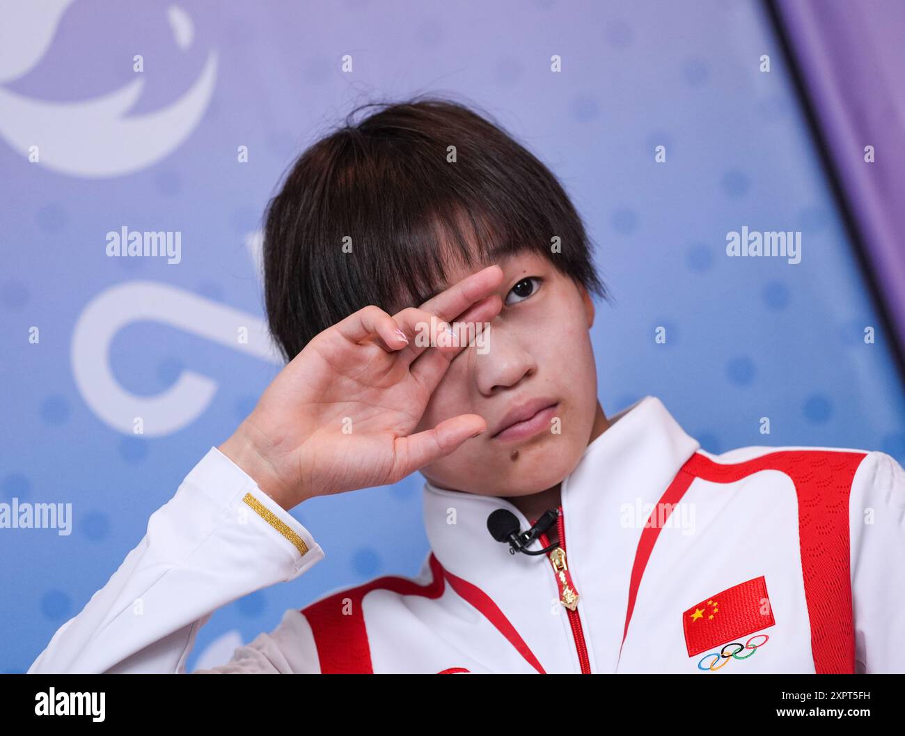 Paris, France. 7th Aug, 2024. Chinese diving athlete Quan Hongchan ...