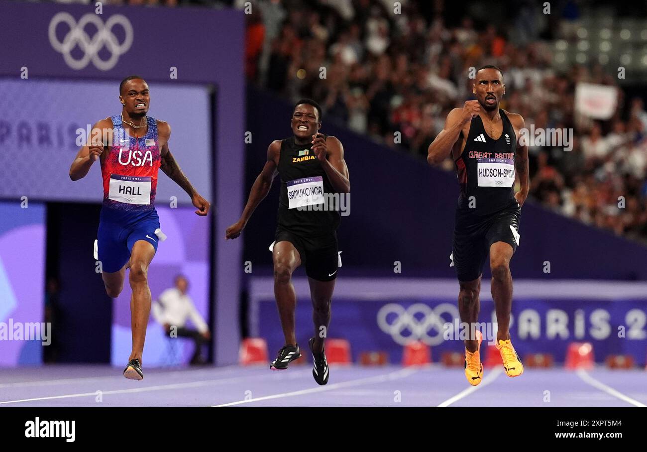 USA's Quincy Hall (left) on his way to winning the men's 400m final ...