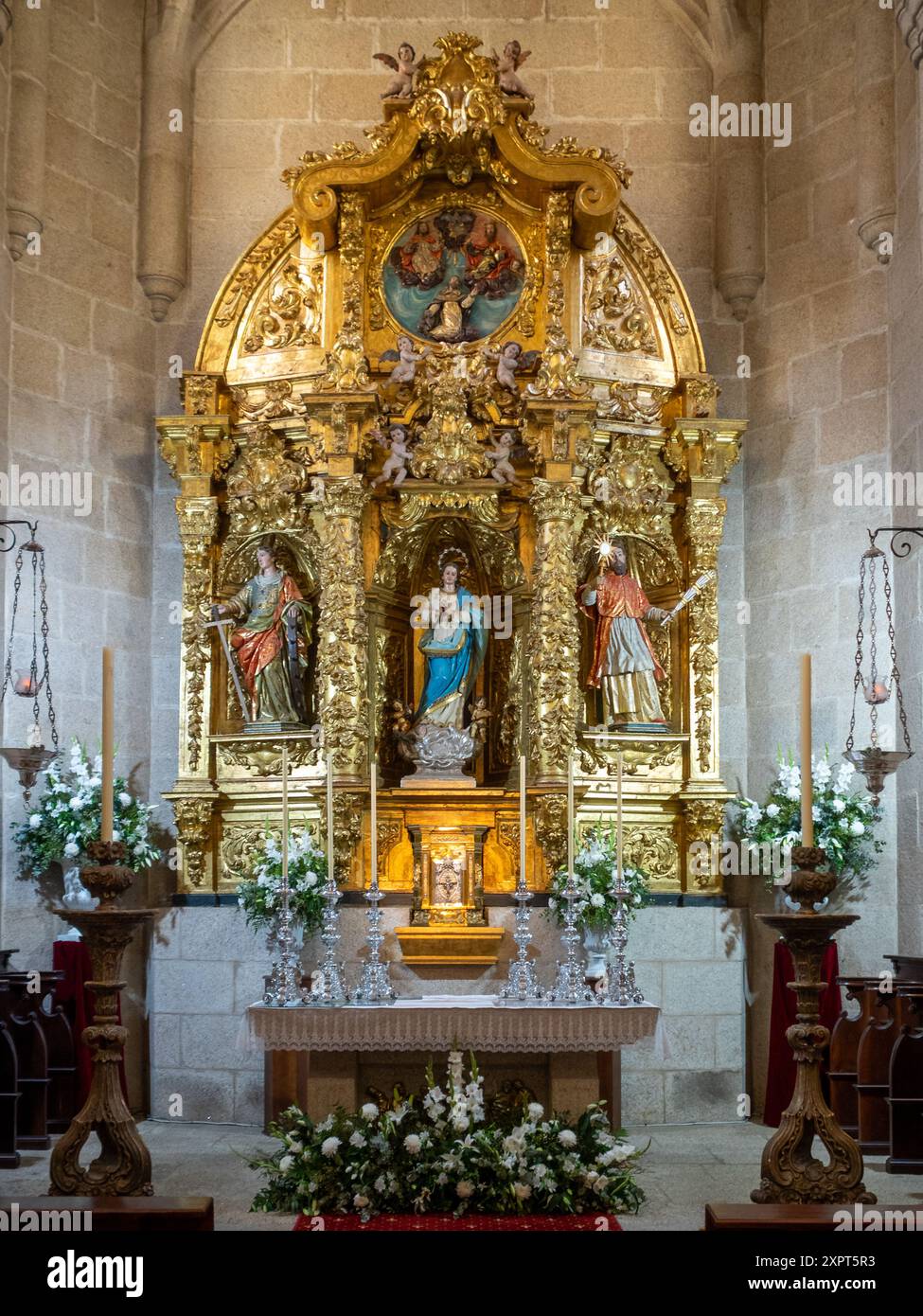 Side altar of the Co-Cathedral of Santa Maria detail, Caceres Stock ...