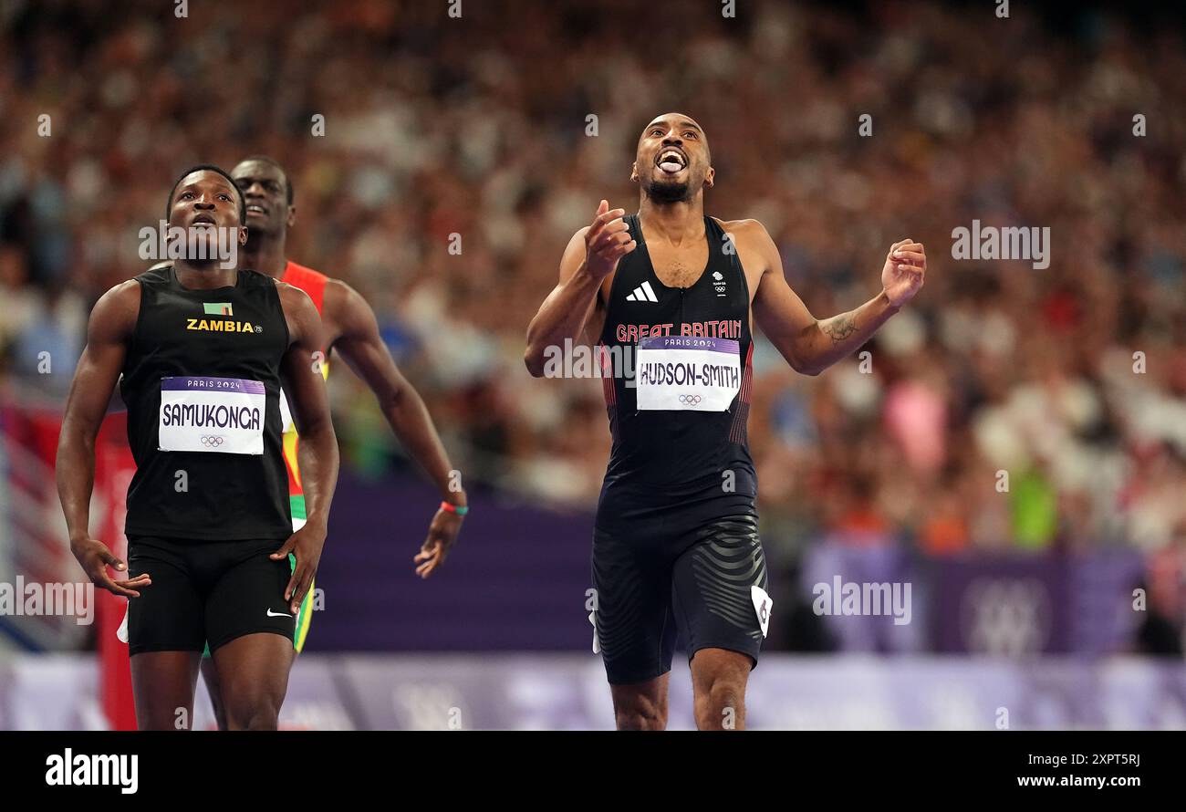 Great Britain's Matthew Hudson-Smith reacts after finishing second in ...