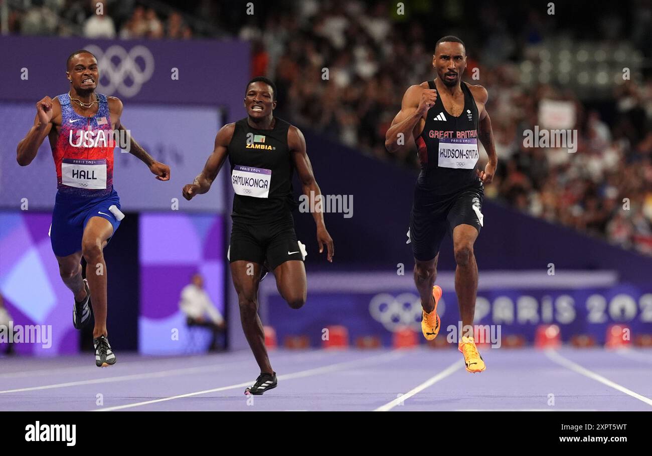 USA's Quincy Hall (left) on his way to winning the men's 400m final ...