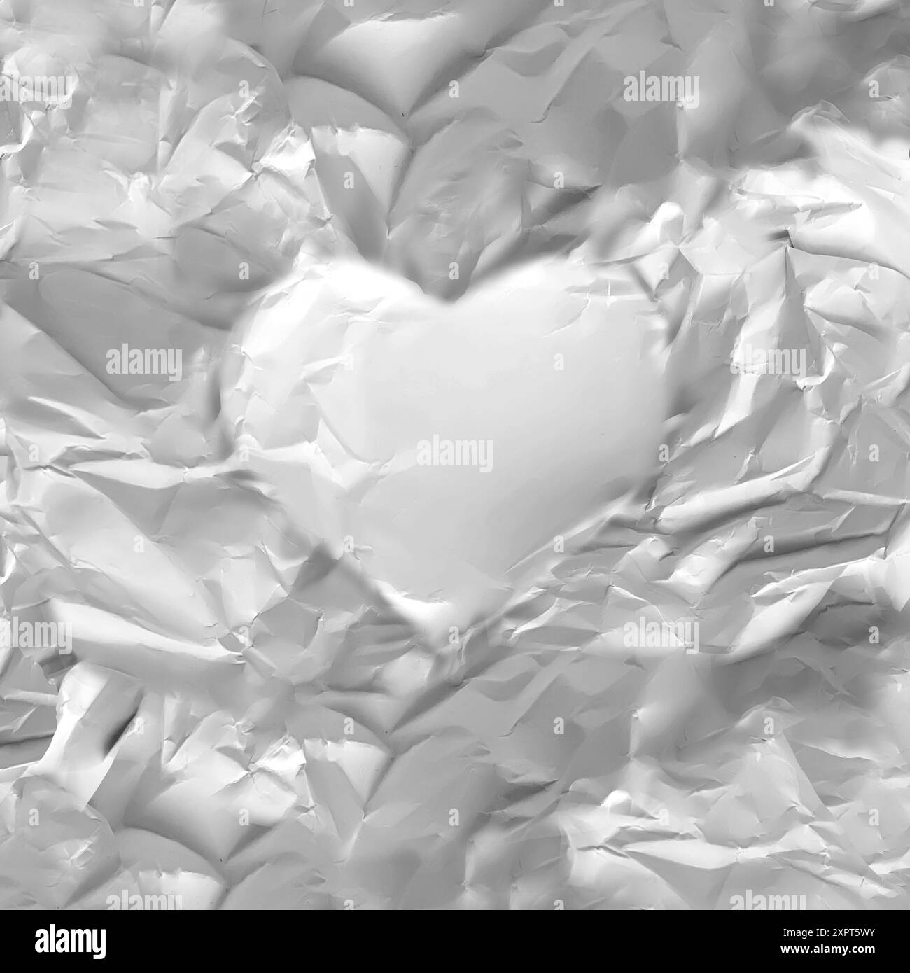 Love Design Element as a crupled paper heart shape element with blank ...