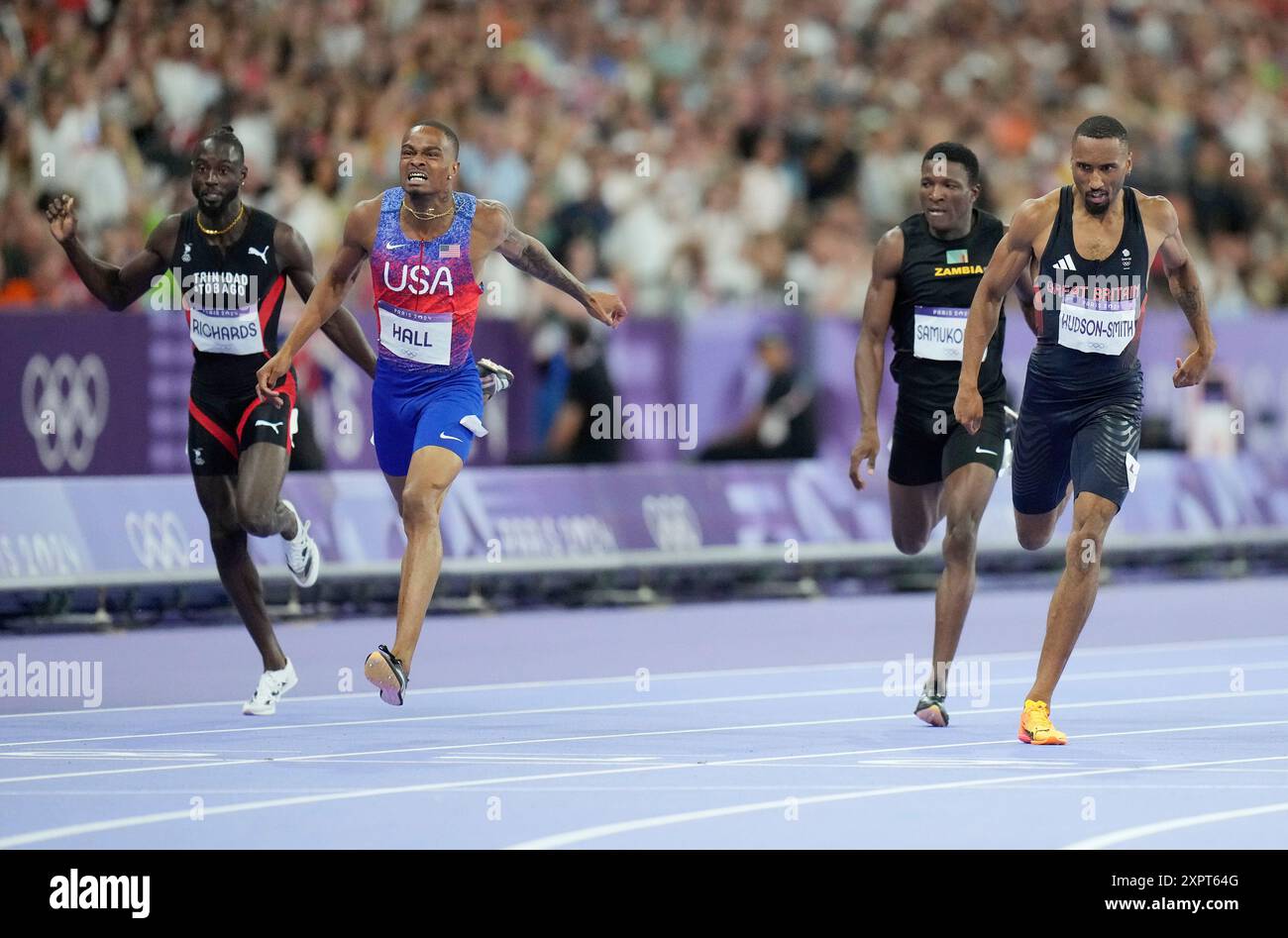 Paris, France. 07th Aug, 2024. Quincy Hall of the U.S. (2nd L) crosses ...
