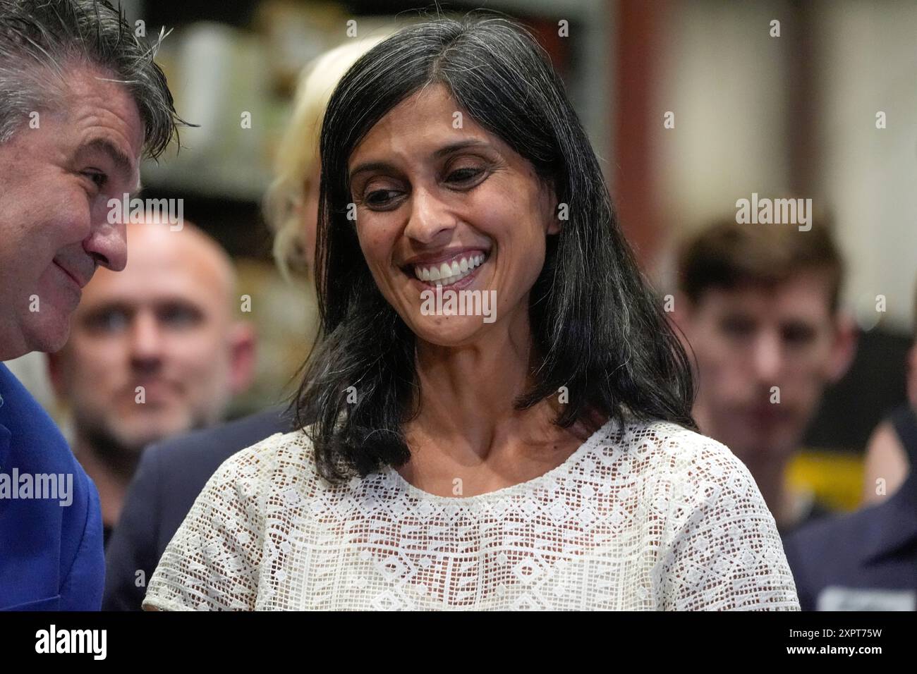 Usha Chilukuri Vance smiles at Olson's Ice Cream Wednesday, Aug. 7 ...