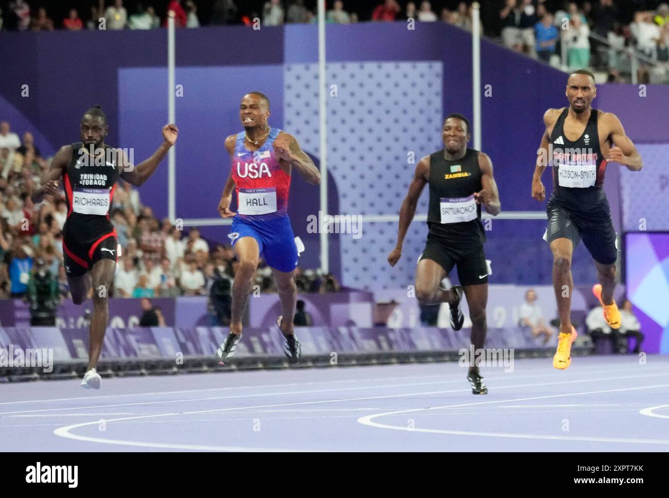 Paris, France. 07th Aug, 2024. Quincy Hall of the U.S. (2nd L) crosses ...