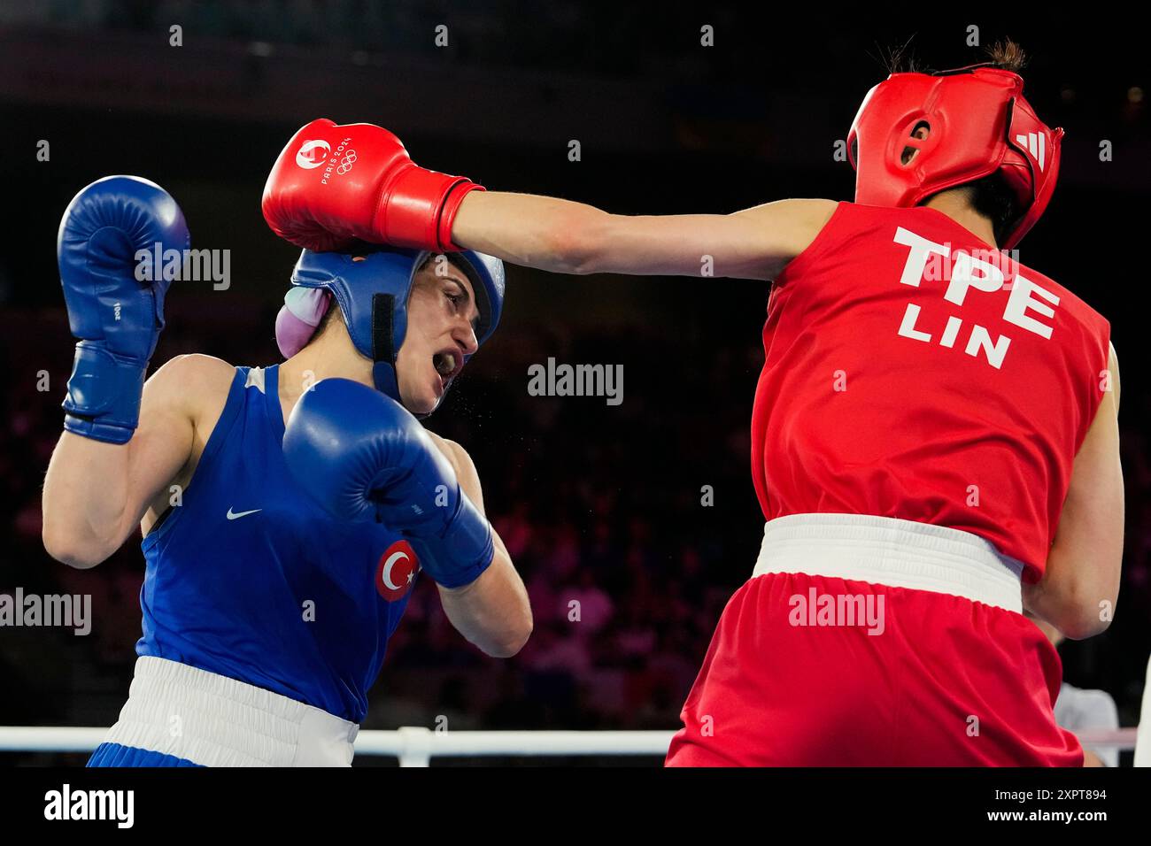 Taiwan's Lin Yu-ting, right, fights Turkey's Esra Yildiz in their women ...