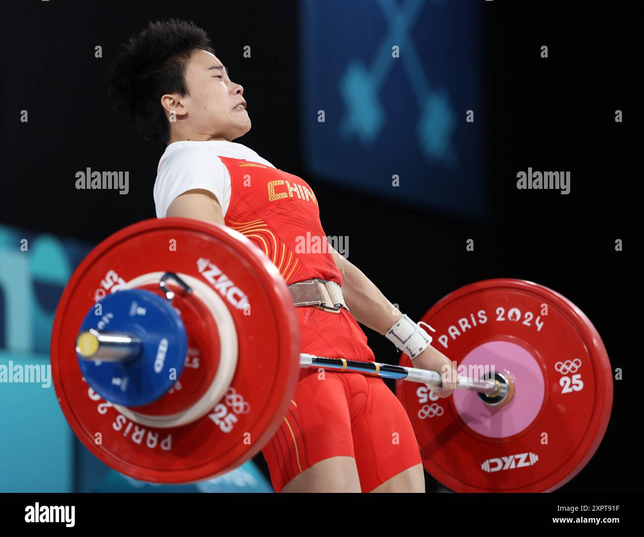 Paris, France. 7th Aug, 2024. Hou Zhihui of China competes during the ...