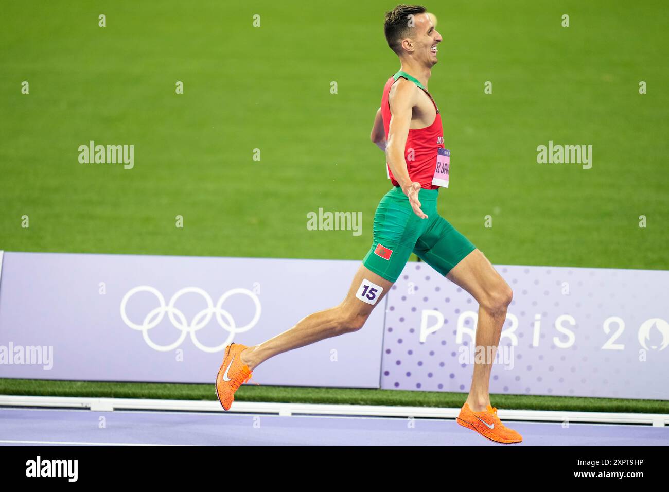 Soufiane El Bakkali, of Morocco celebrates after winning the men's 3000 ...