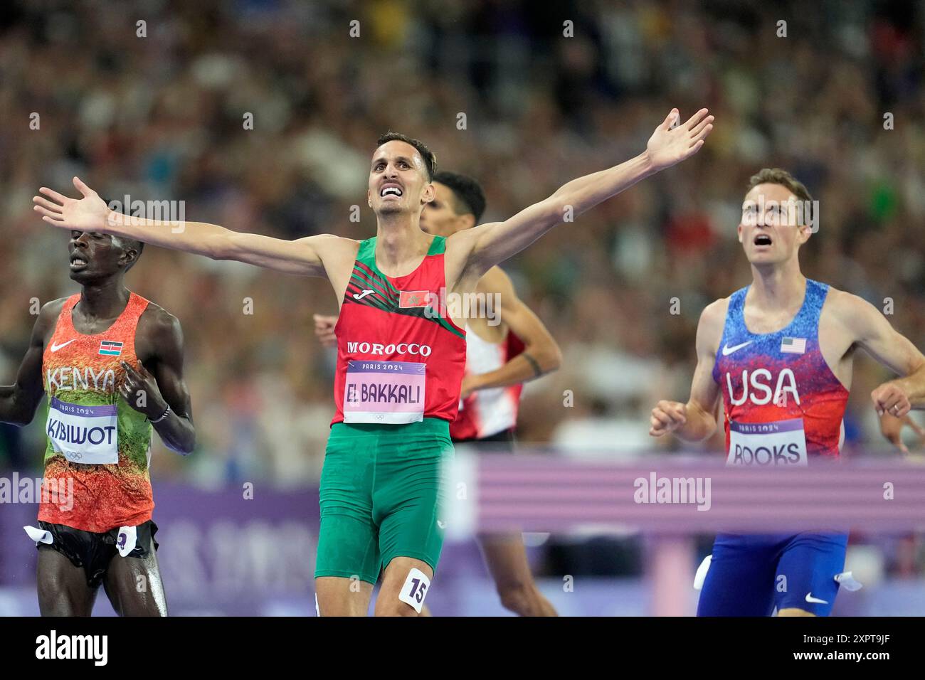 Gold medalist Soufiane El Bakkali, of Morocco, and silver medalist ...