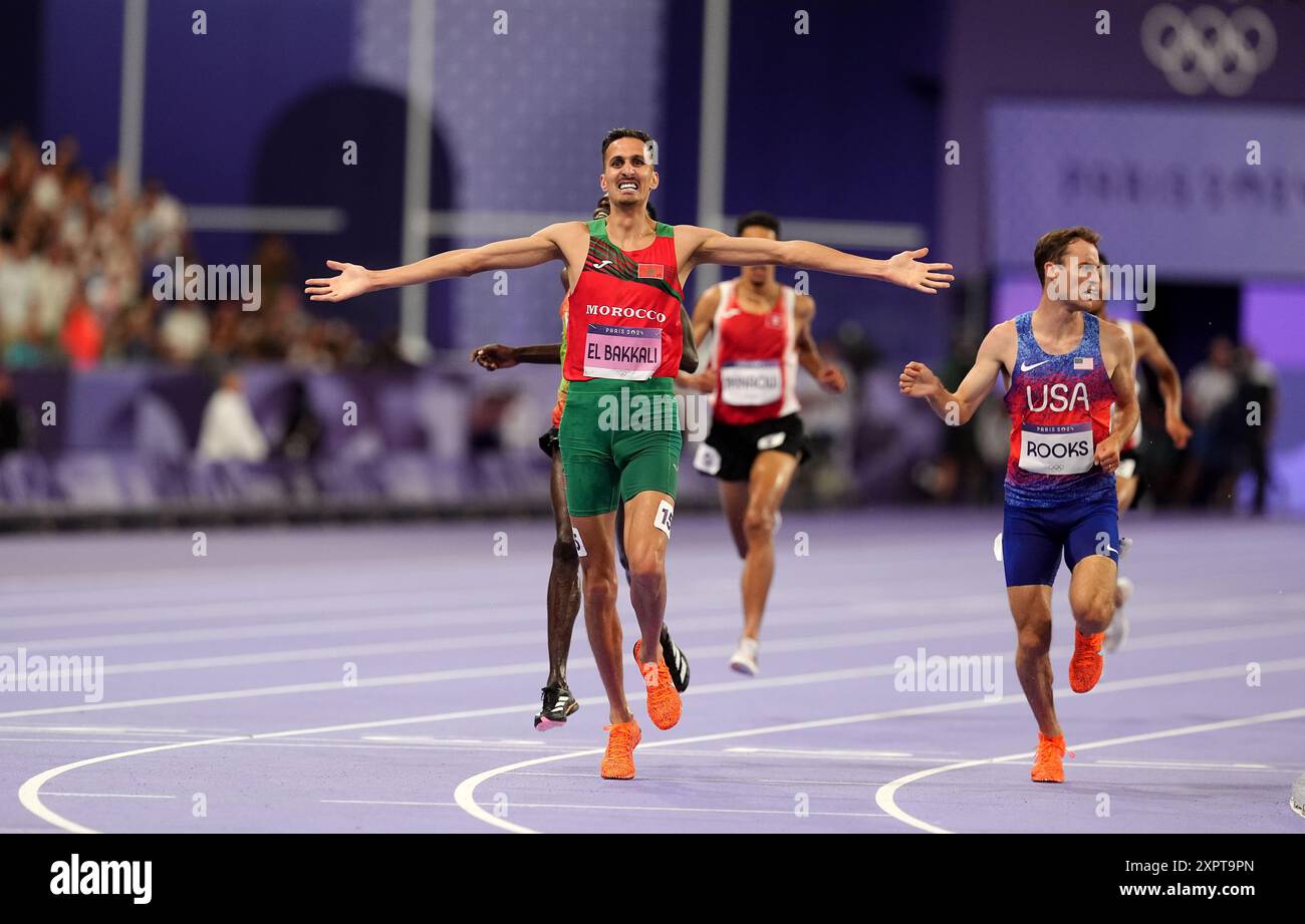 Morocco's Soufiane El Bakkali celebrates winning the Men's 3000m ...