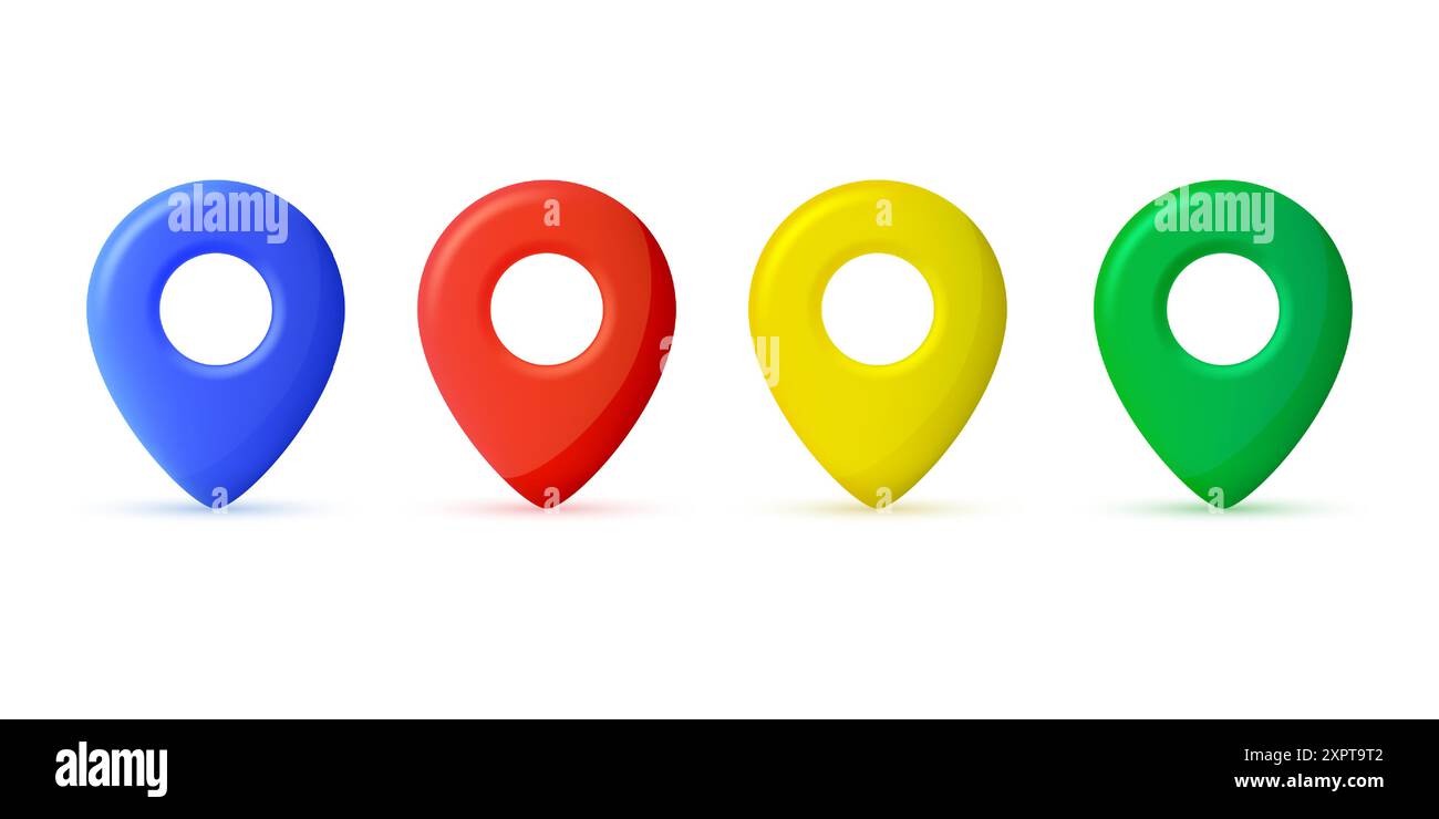 Set of location pin icons. GPS and navigation symbols, social media ...