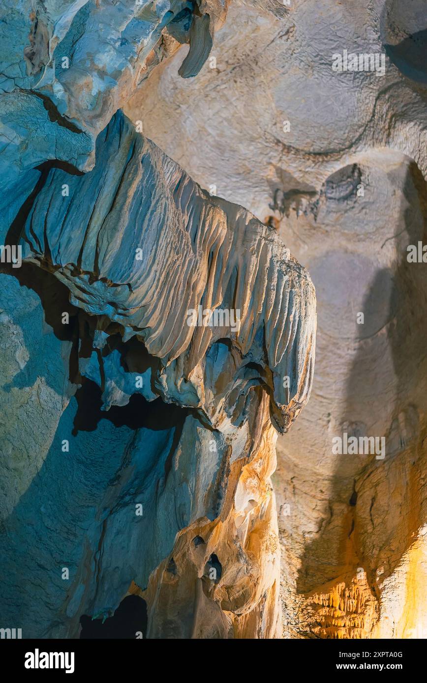 Geological structures and formations of limestone in cave of skulls ...