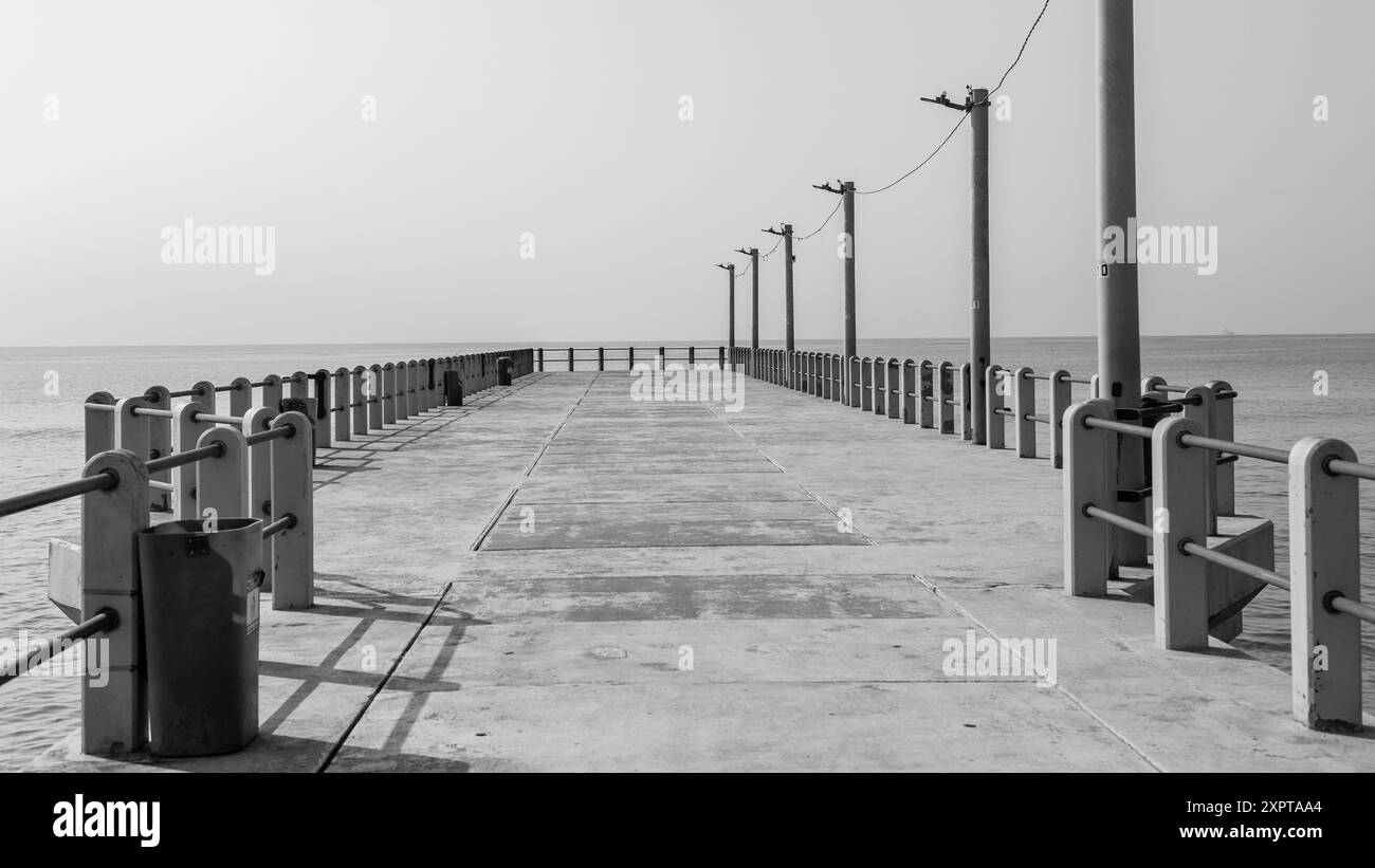 Beach Ocean Standing middle of pier jetty towards sea horizon no people ...