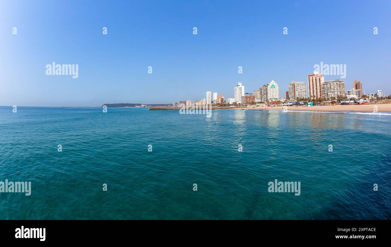 Durban beachfront clear blue ocean sea waters along beach coastline ...