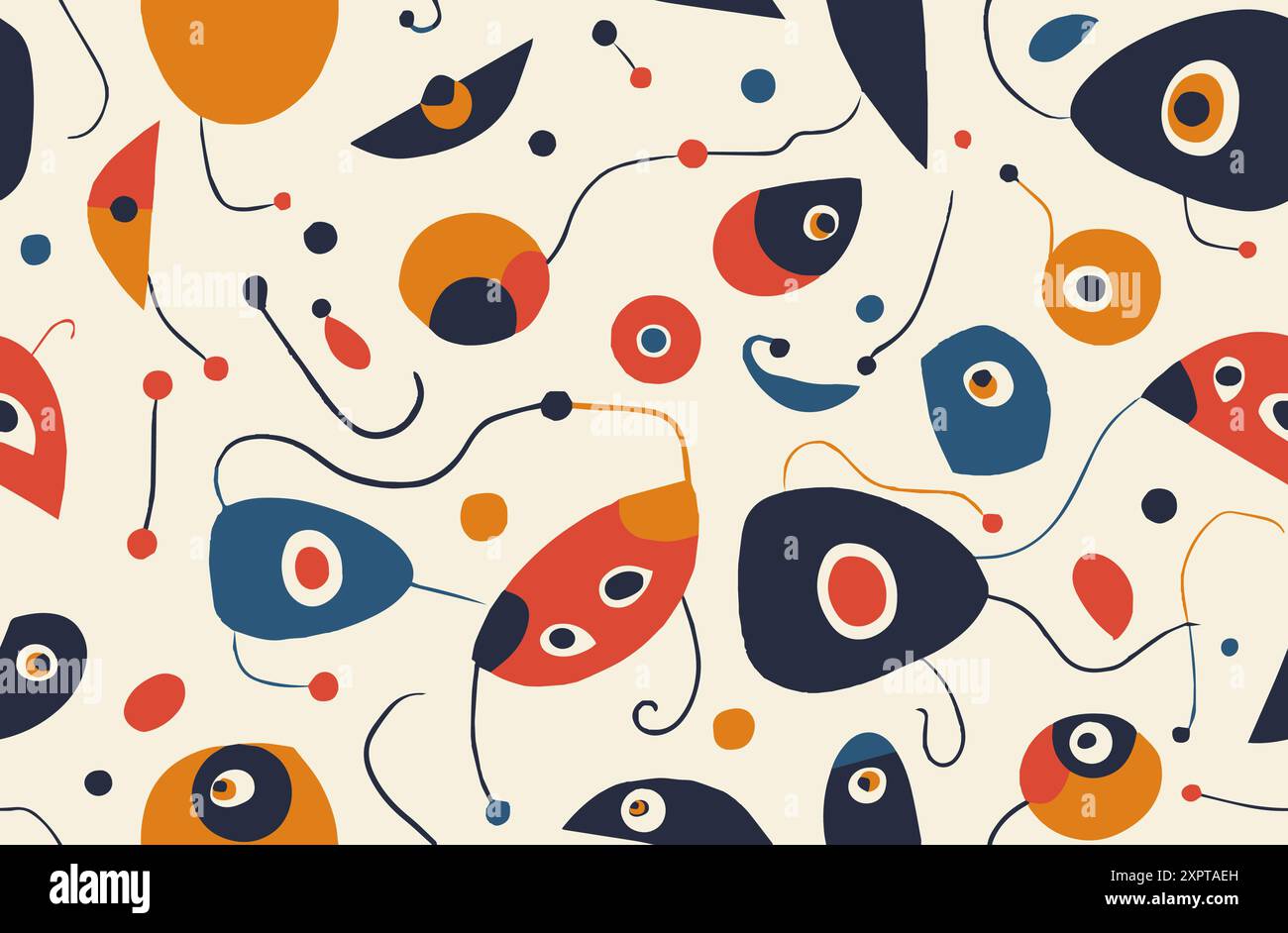 Cute cartoon monsters seamless pattern. Cosmic little aliens smile ...