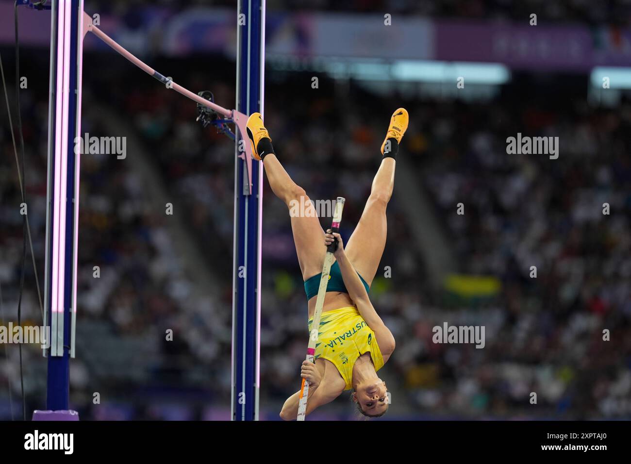 Nina Kennedy, of Australia, competes in the women's pole vault final at ...