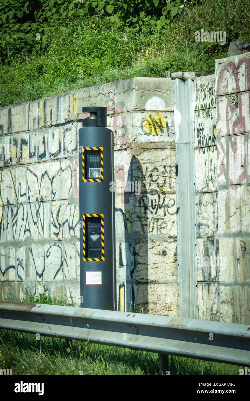 fixed radar on the side of a road Stock Photo - Alamy