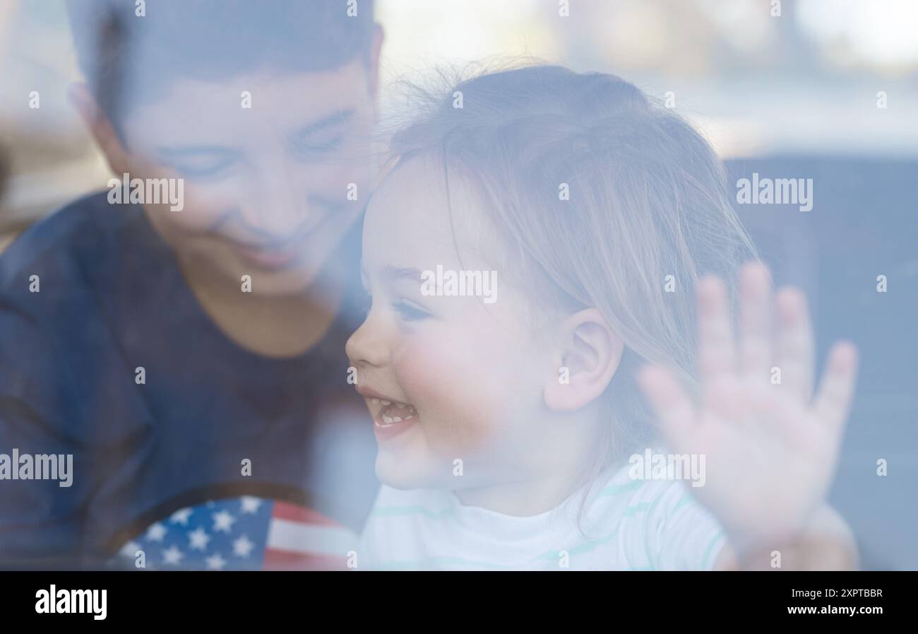 Two Happy Kids in the Car Stock Photo - Alamy