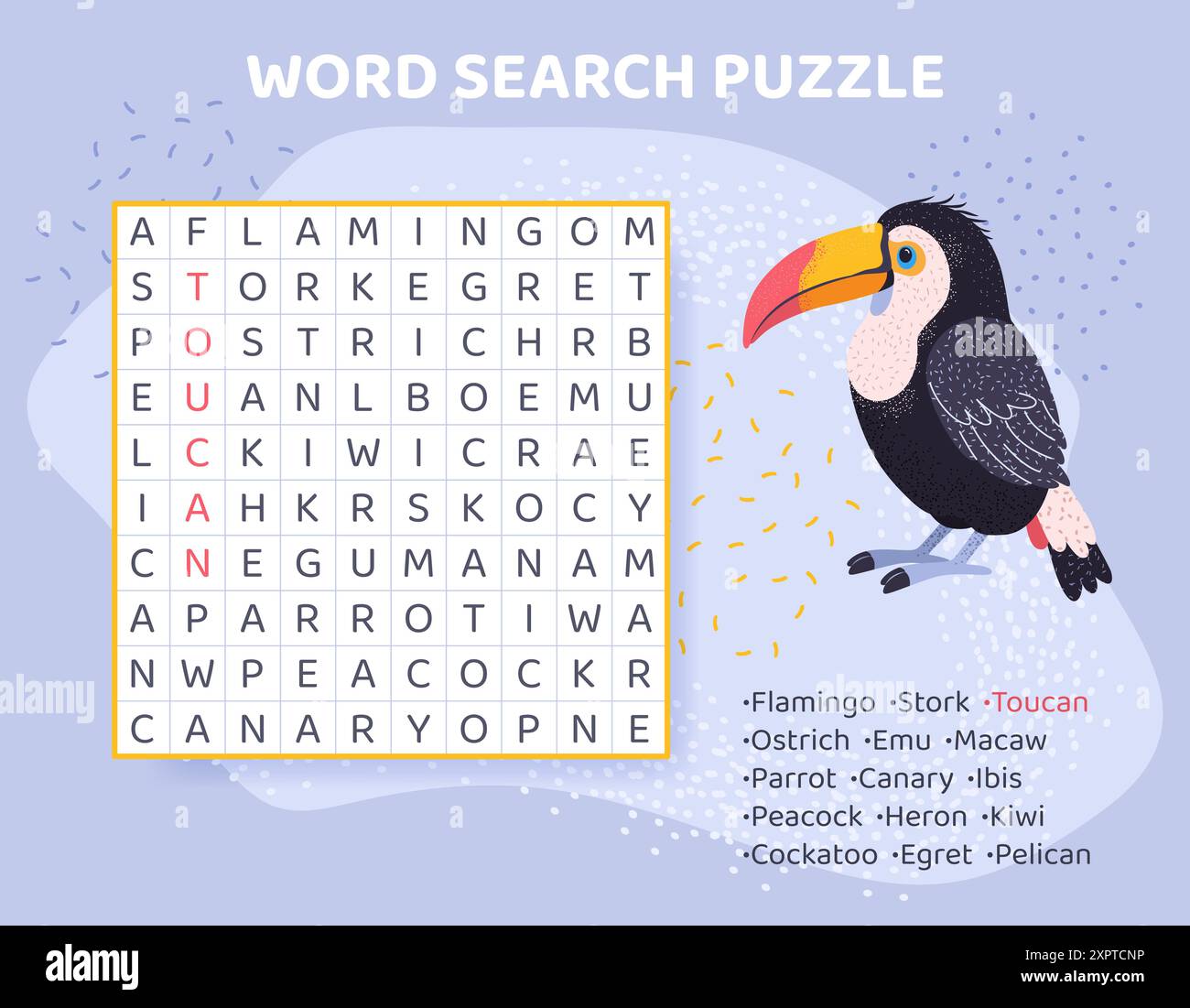Word search puzzle with birds Stock Vector Image & Art - Alamy