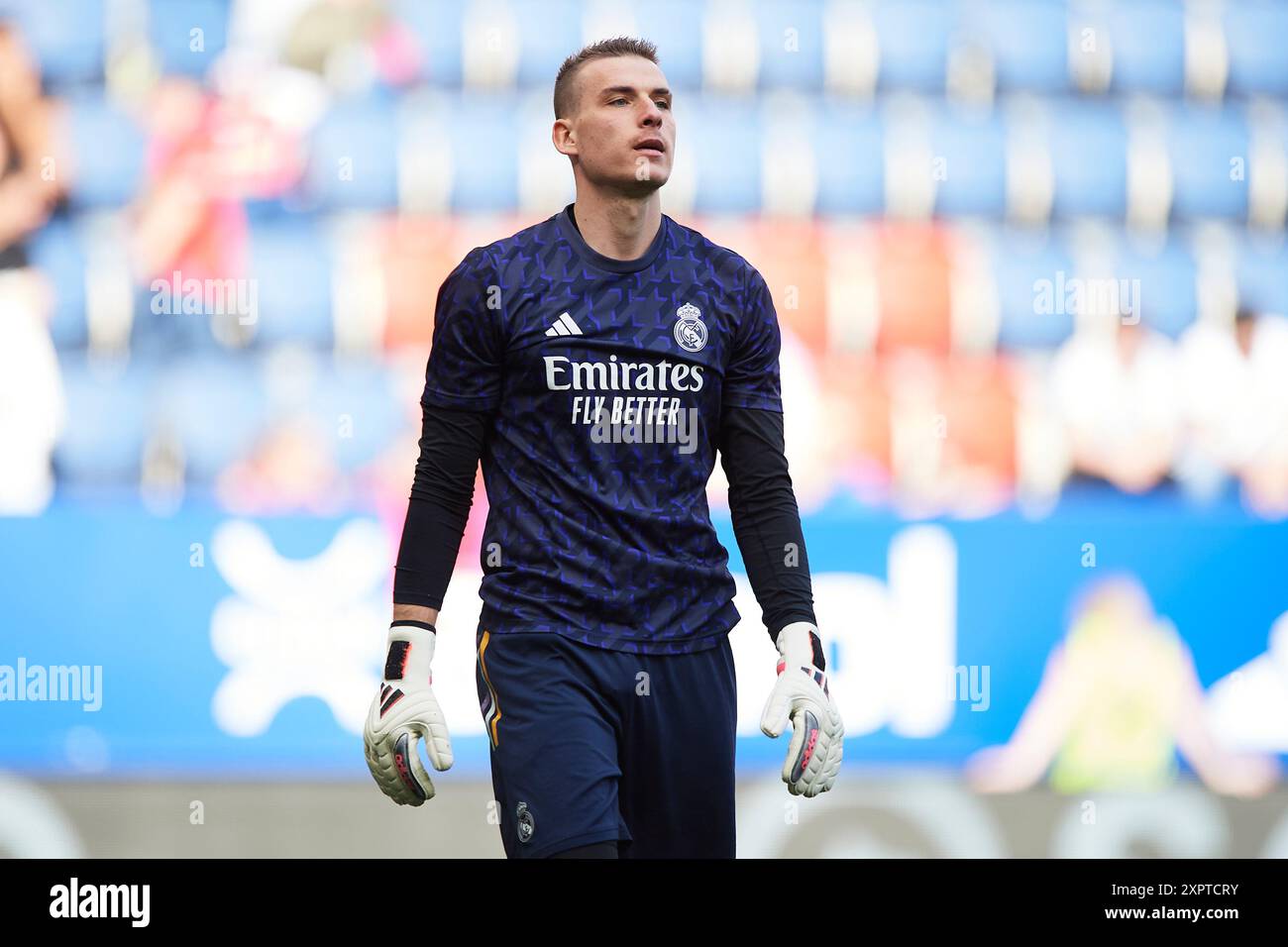 Andriy Lunin of Real Madrid CF warms up prior to the LaLiga EA Sports ...