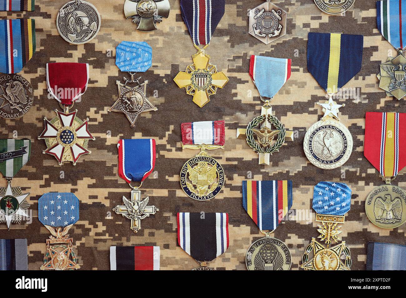 KYIV, UKRAINE - JULY 10, 2024 Many US military achievement medals on ...