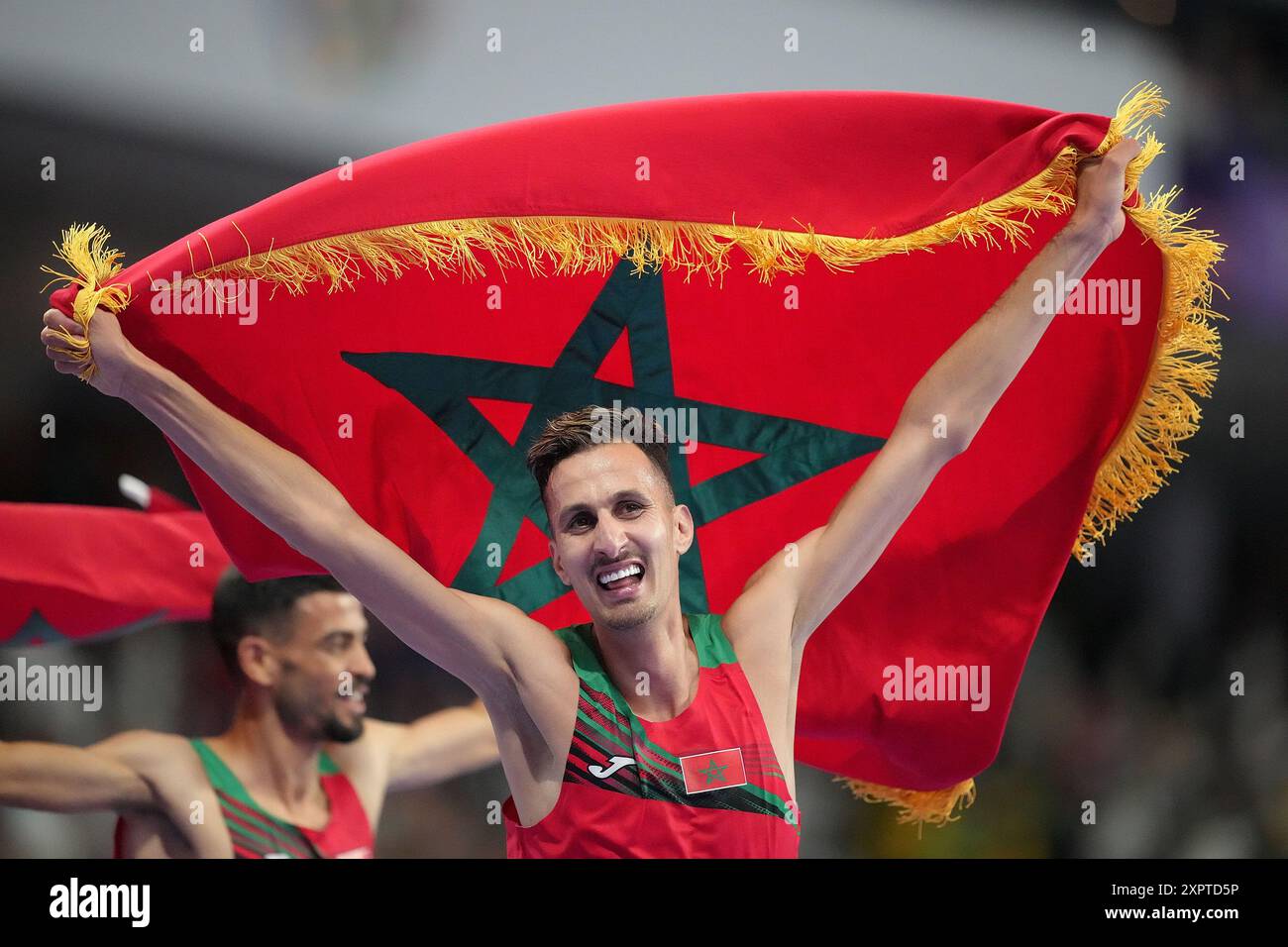 Paris, France. 7th Aug, 2024. Soufiane El Bakkali (front) of Morocco ...