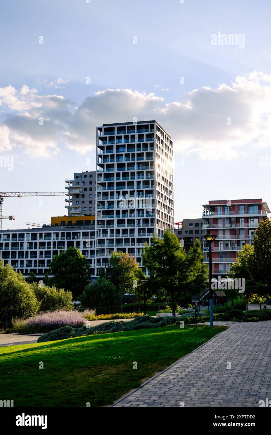 The modern buildings and offices of the Kopasz Dam, Mol Campus at ...