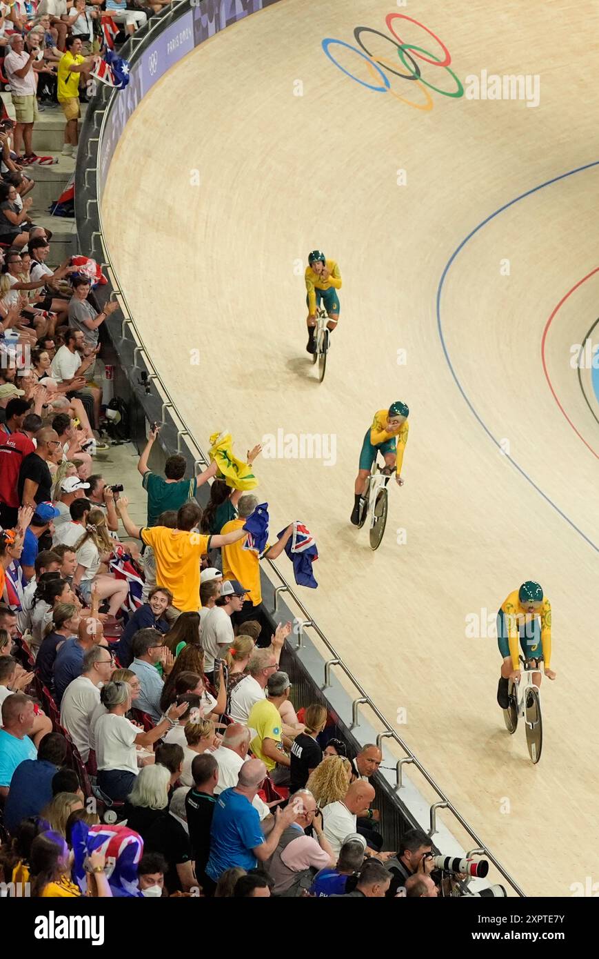 Paris, France. 07th Aug, 2024. Track CyclingAustralia's Oliver Bleddyn ...