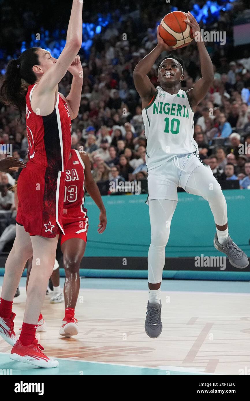 Paris, France. 07th Aug, 2024. Promise Amukamara of Nigeria (10) gets ...