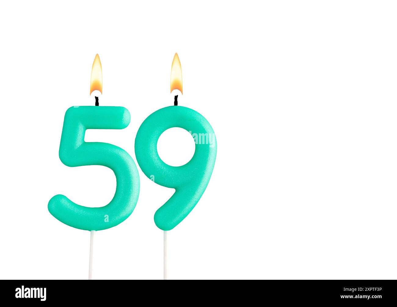 Green birthday candle on white background - Candle number 59 Stock ...