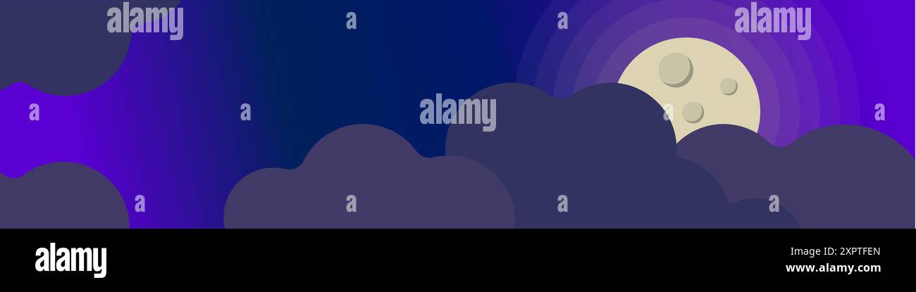 Vector background of the moon with clouds. Night vector background ...