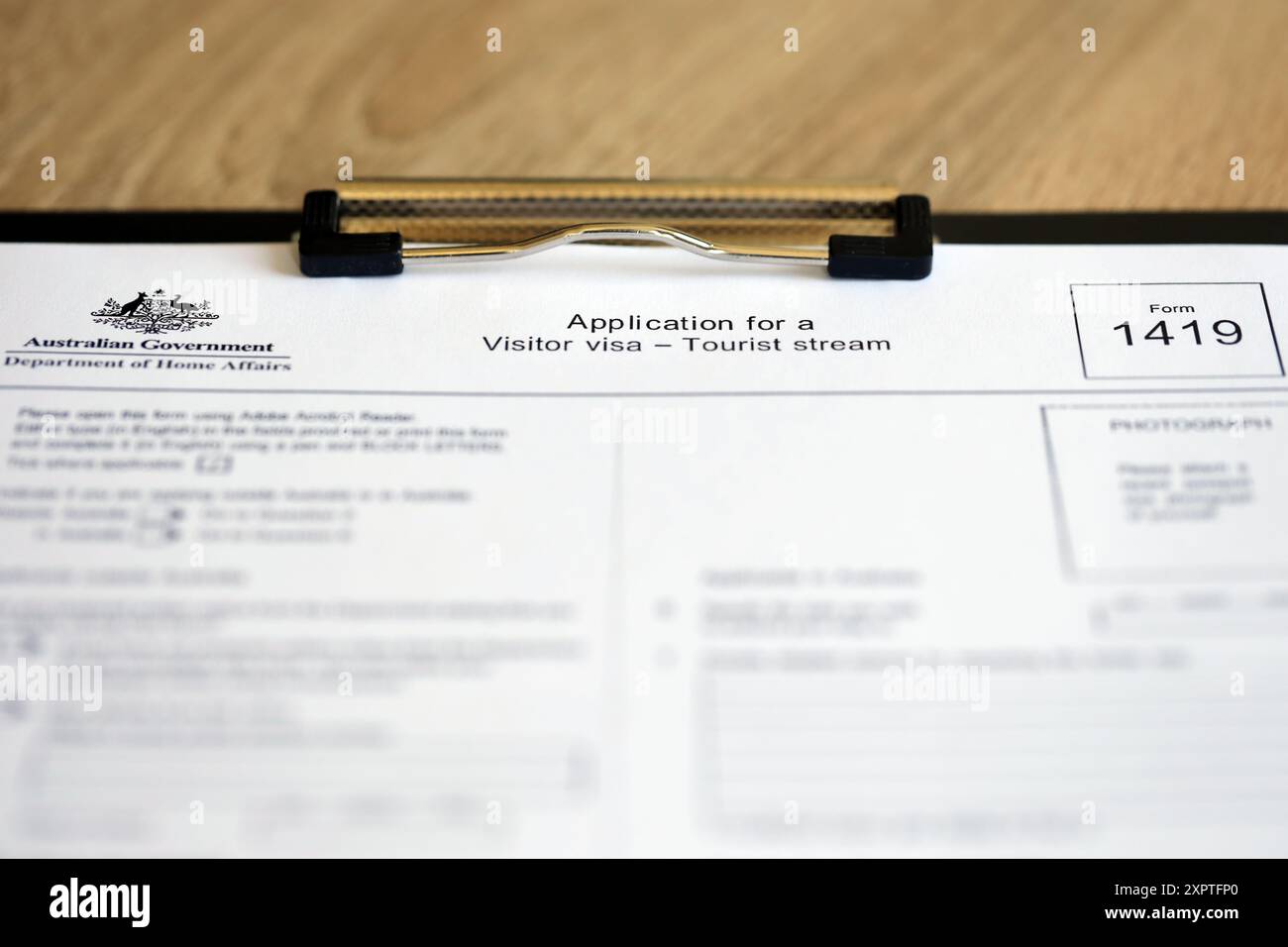 KYIV, UKRAINE - JULY 10, 2024 Australian application for a visitor visa ...