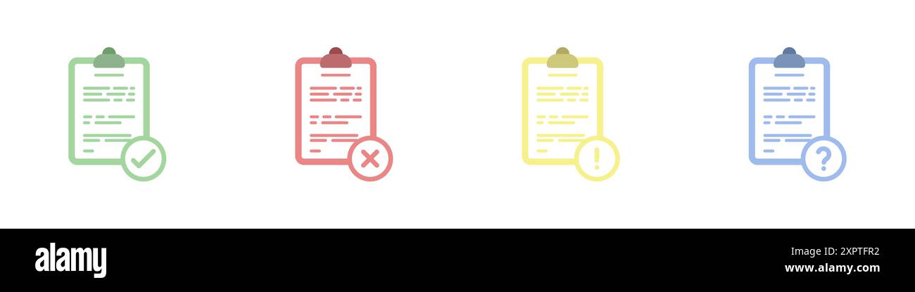 Folder with clip vector icon set. Icons of a certified or not certified ...