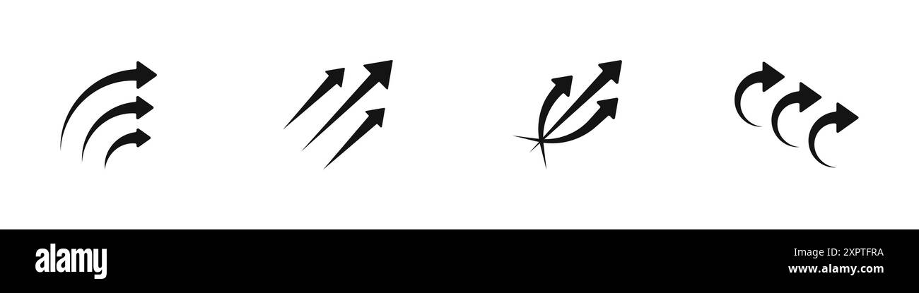 Black vector arrows. Set of three direction arrows vector. Three arrows ...