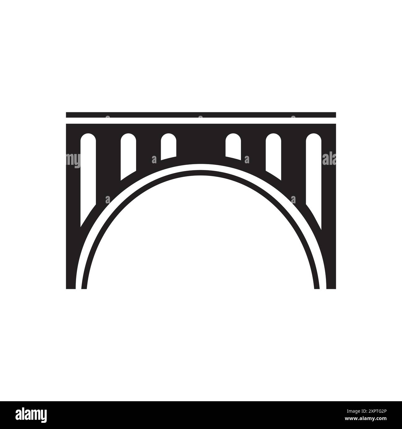 Arch bridge icon. Black and white. Simple vector shape. Minimalist ...