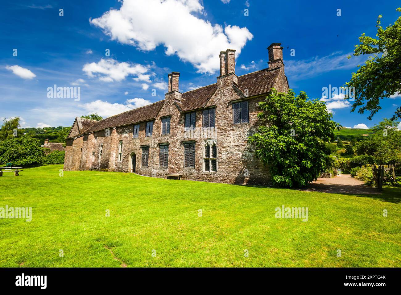 Exterior of the medieval fortified manor house of Tretower Court in Mid ...