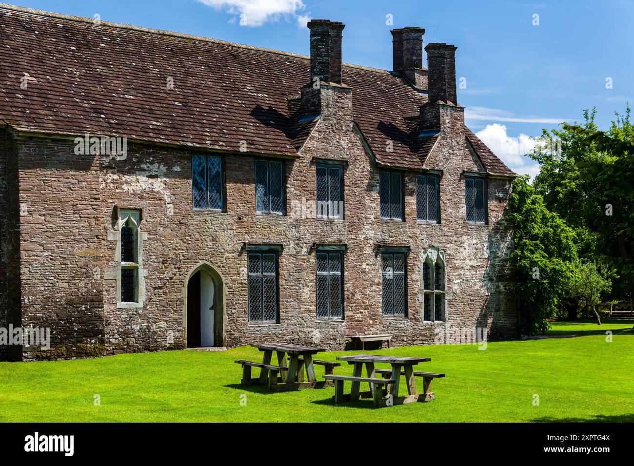 Gardens of the medieval fortified manor house of Tretower Court in Mid ...