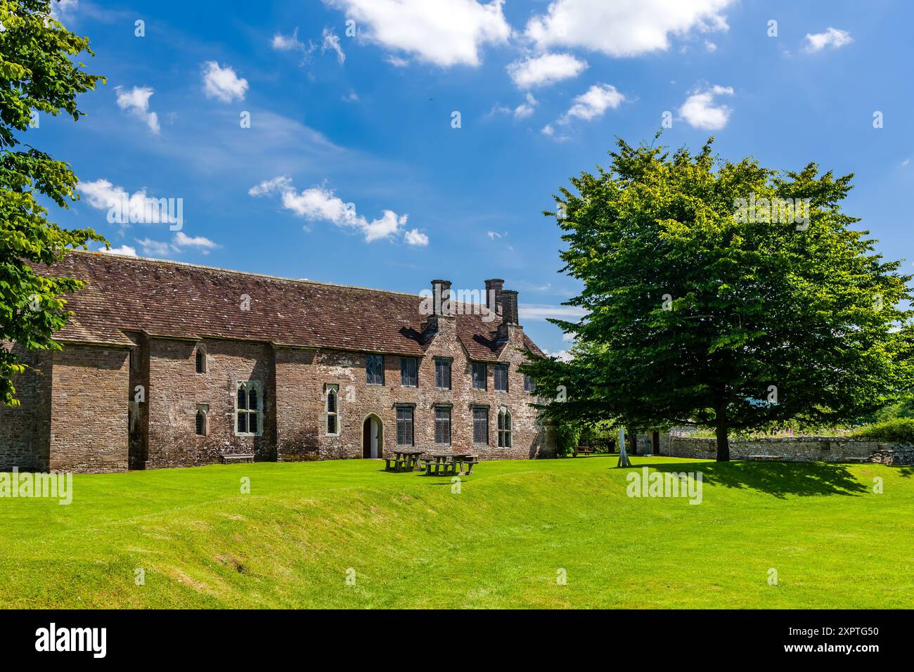 Gardens of the medieval fortified manor house of Tretower Court in Mid ...