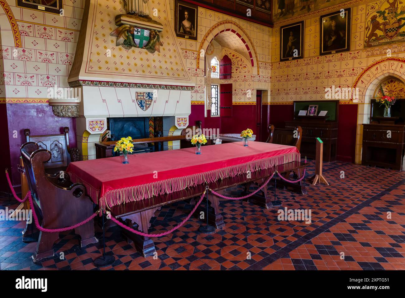 Interior of the restored medieval Castle Coch north of Cardiff, Wales ...