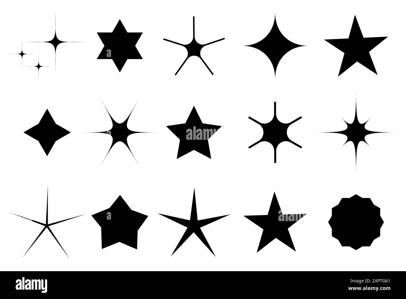 Set of star icons. Various star shapes. Black silhouette stars. Vector collection Stock Vector ...