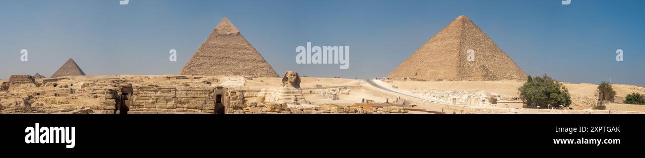 The great Sphinx of Giza sculpted in limestone rock next to the Pyramid ...