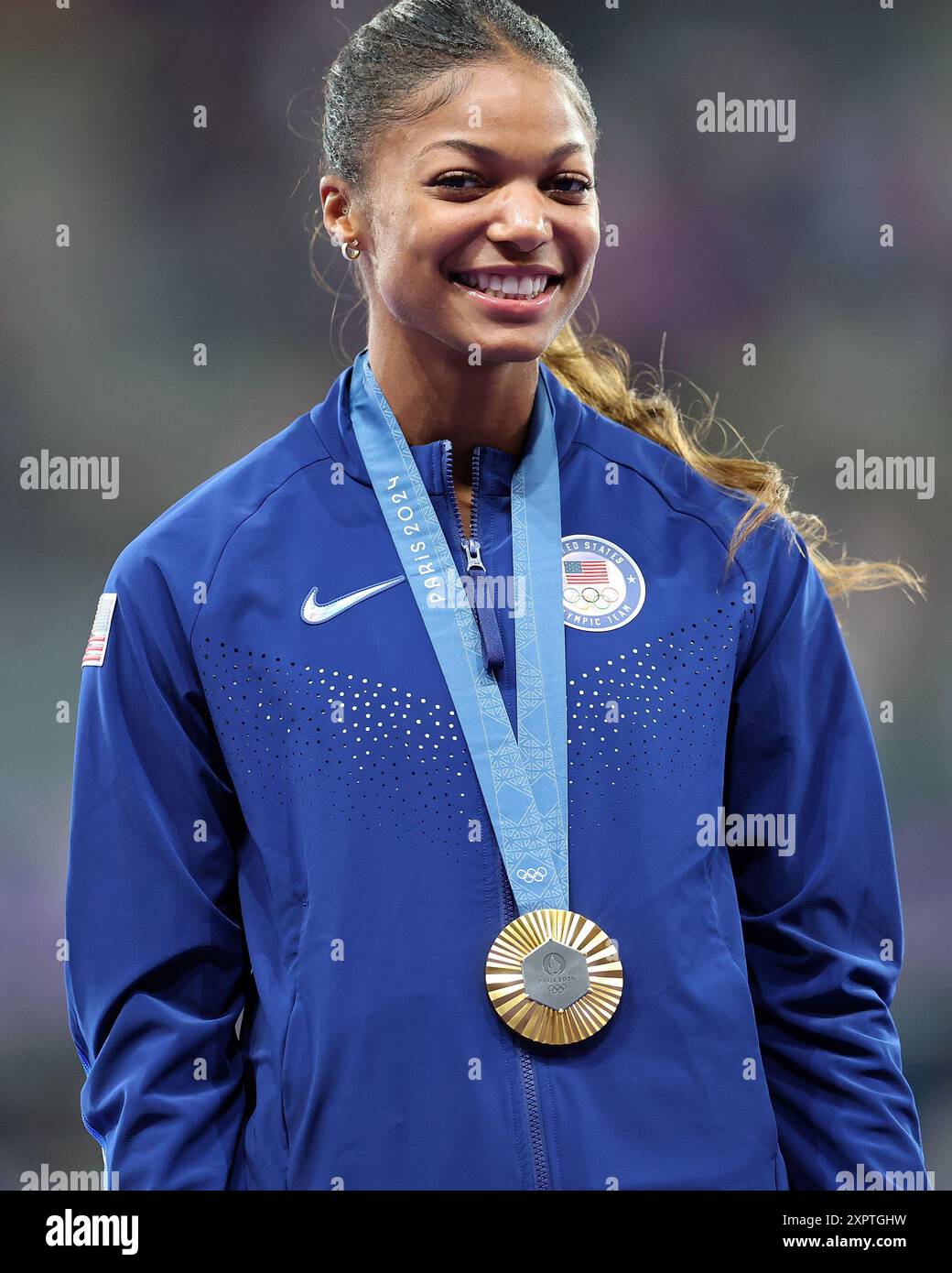 Paris, France. 7th Aug, 2024. Gold medalist Gabrielle Thomas of the ...