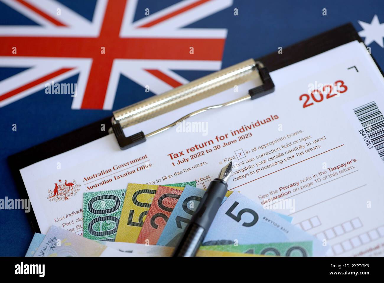 KYIV, UKRAINE - JULY 10, 2024 Australian Tax Return for individuals ...