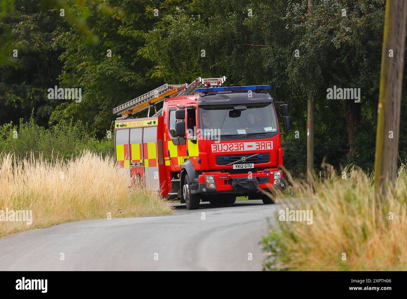 A fire engine arriving at an emergency service show at The Motorist in ...