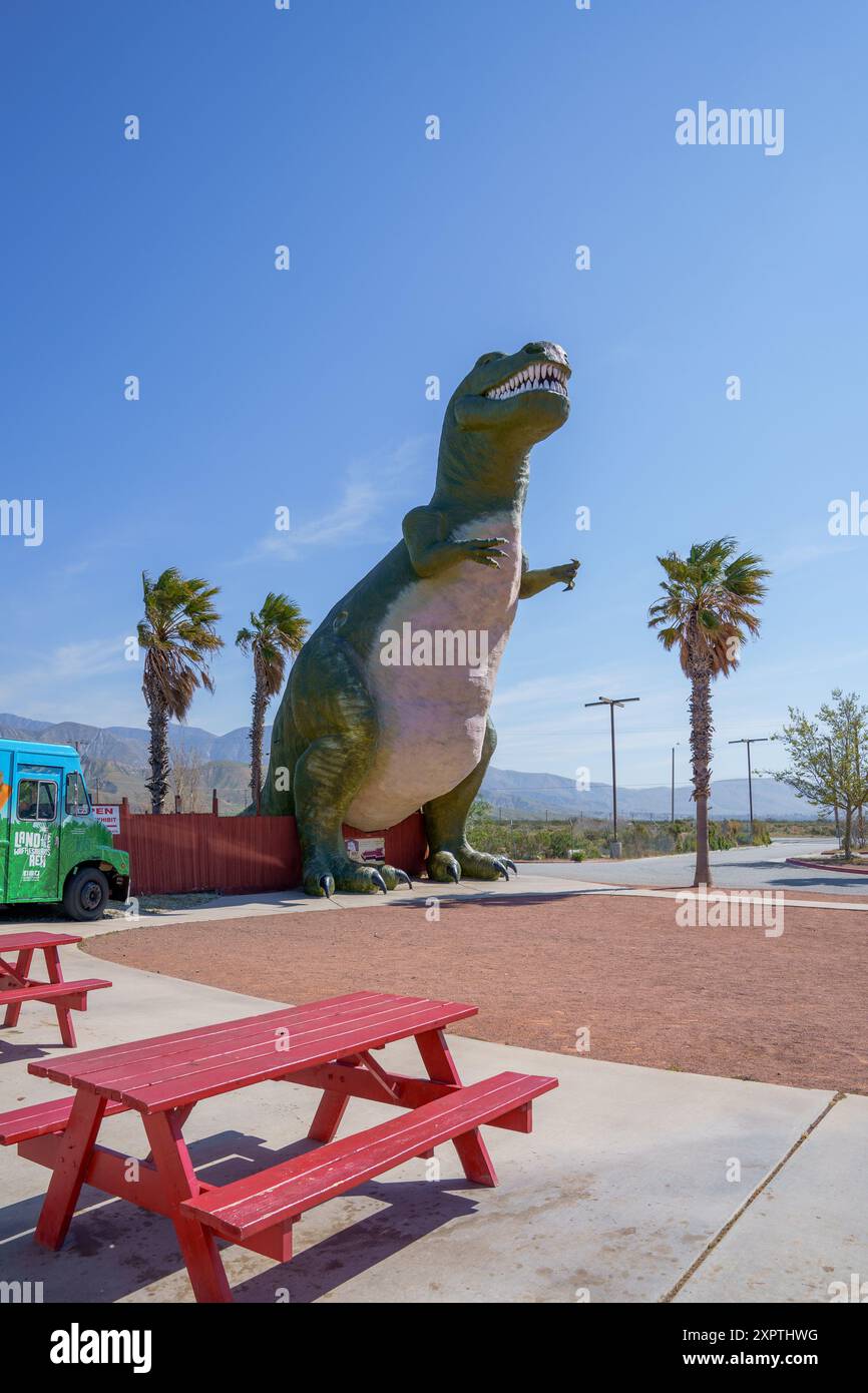Cabazon, California, USA: April 6, 2019: A tall Tyrannosaurus Rex ...